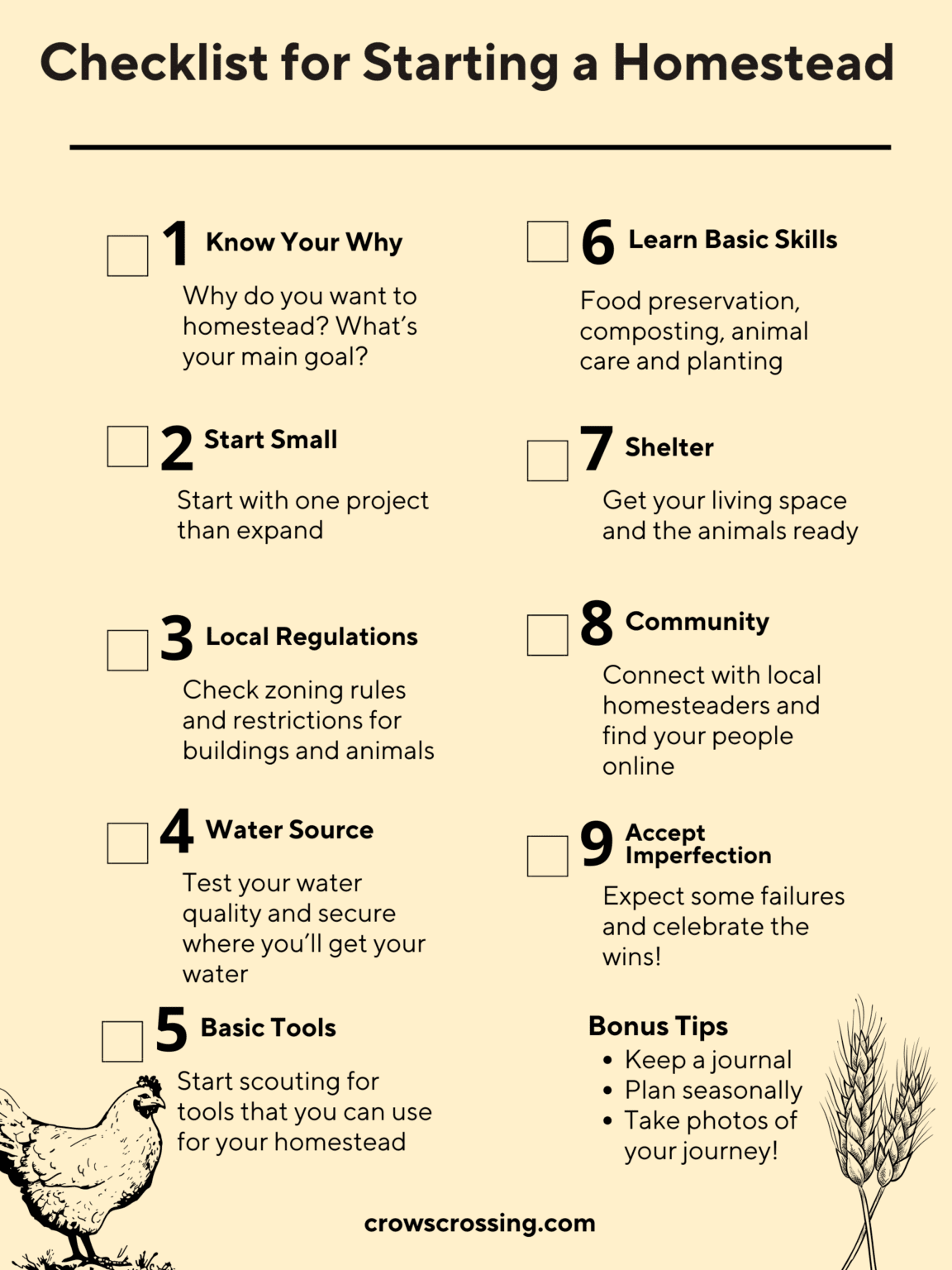 The Ultimate Checklist for Starting a Homestead • Crows Crossing