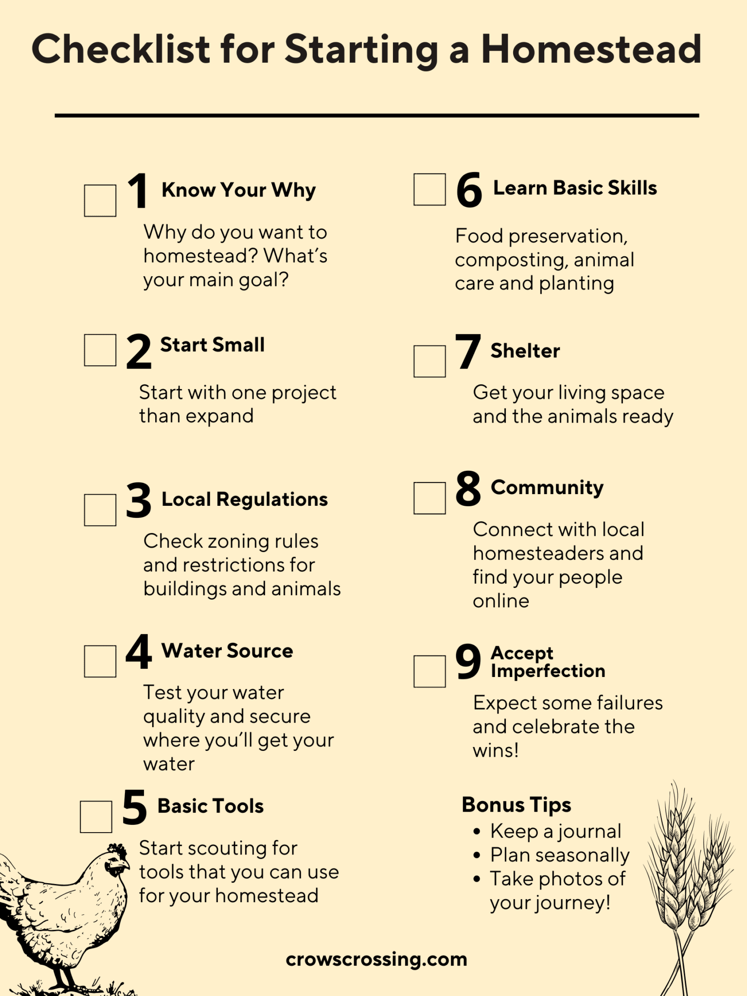 The Ultimate Checklist for Starting a Homestead • Crows Crossing